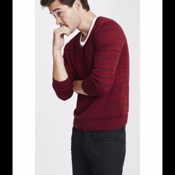 Express | Sweaters | Express Marled Smal Lion Vneck Sweater Red Xl ...